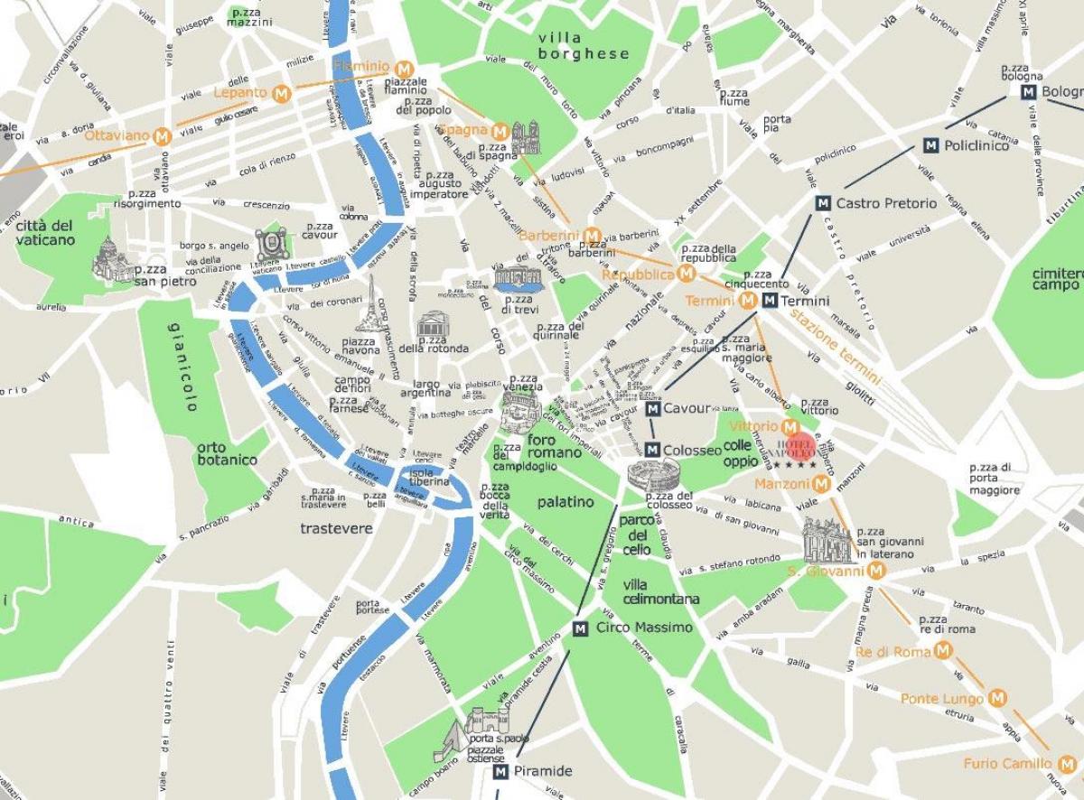 Rom Karte Innenstadt - Karte des Zentrums von Rom (Lazio - Italien)